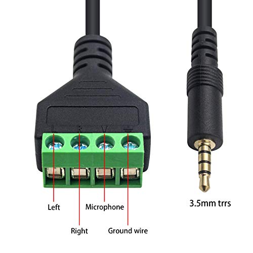 Poyiccot 3.5mm Speaker Wire Adapter, 3.5mm (1/8") 4 Pole Stereo TRRS Male Jack to AV 4 Screw Terminal Block Balun Connectors Cable 30cm (3.5mm M/ 4pin)