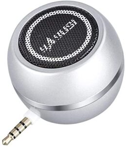 mini speaker with 3.5mm aux input jack, 3w loud portable speaker for iphone ipod ipad cellphone tablet laptop, with usb rechargeable battery, gift choice for kids, silver