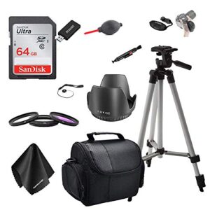 Canon Intl | MJ EOS Rebel T7 DSLR Camera with 18-55mm f3.5-5.6 Zoom Lens Bundle | 64GB SD Card, Tripod, Case Plus Accessory Kit, Black