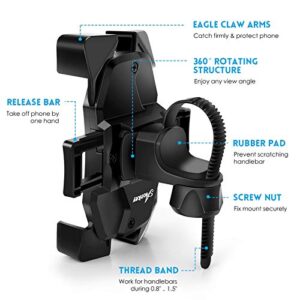 AONKEY One-Touch Release Bike Phone Mount, 360° Rotatable Cell Phone Holder for Bike Handlebar/Stem, Universal Bicycle Phone Holder Compatible with iPhone 12 11 Pro Xs Max, Samsung, 4.0"-6.5" Phones