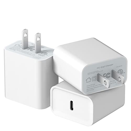 USB C Wall Charger Fast Charger Block iPhone Charger Block 3-Pack Power Compatible with iPhone 14/14 Pro/14 Pro Max/14 Plus/13/13 Pro/12/12 Mini/12 Pro Max/11/11 Pro Max/iPad,Samsung Galaxy S22/S21