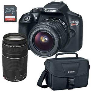 canon eos rebel t6 dslr camera w/ef-s 18-55mm, ef 75-300mm lens, 32gb sd card & camera bag (renewed)