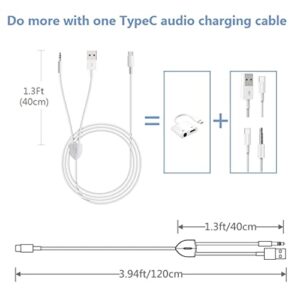 2in1 Type C to 3.5mm Audio Charging Cable Compatible with Google Pixel 4/4XL, Samsung Galaxy S20/S20 and OtherPhone with Type C Port, Works with Car Stereo, Speaker, Headphone While Charge Phone