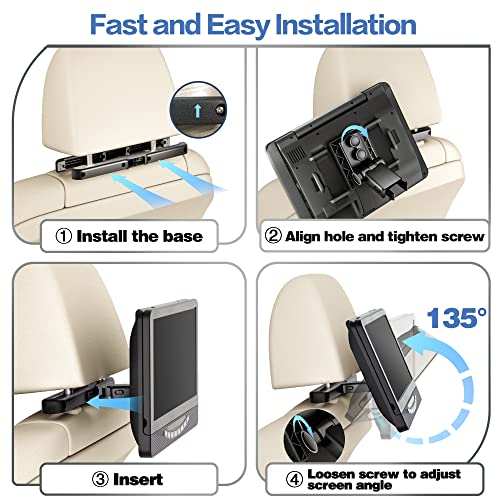 12" Portable DVD Player for Car with 1080P HDMI Input, FELEMAN Rechargable Car DVD Player Dual Screen with Full HD Digital Signal Transmission, Support USB, Last Memory(1 Player+1 Monitor)