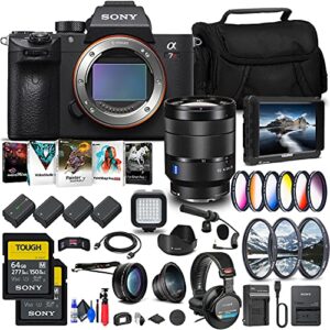 sony alpha a7r iva mirrorless digital camera (ilce7rm4a/b) + sony fe 24-70mm f/4 lens + 4k monitor + pro headphones + pro mic + 2 x 64gb memory card + corel photo software + case + more (renewed)