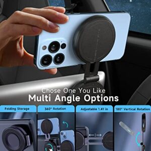 Car Phone Holder Mount for Tesla Model 3/X/Y/S, Adjustable Magnetic Car Phone Mount 360° Free Rotation Foldaway Car Mount Phone Holder for MagSafe Compatible with iPhone 12/13/14 and Other Phone-BLACK