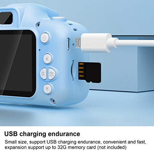 20MP Children Digital Camera with Hanging Rope USB Charging Portable Cute Dual Shot Camera Timing IPS Color Screen for Boys Girls Taking Photos Videos Games Blue