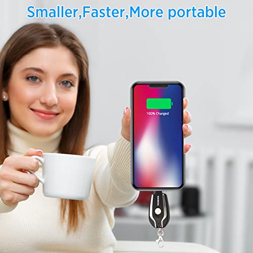 GAIDEGA Keychain Portable Charger for iPhone, Mini Power Emergency Pod, 100% Full Capacity External Fast Charging Power Bank Battery Pack（iOS Connector）