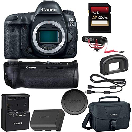 Canon EOS 5D Mark IV DSLR Camera + Canon BGE20 Grip + 256GB SDXC Card + Rode VideoMic GO + More (Renewed)