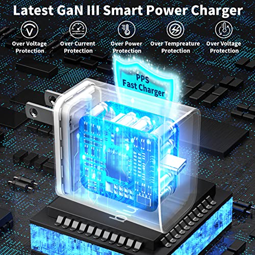 USB-C Super Fast Charging, LANWK 45W PD GaN Power PPS Fast Charger with 5FT Type C to C Quick Charge Cable for Samsung Galaxy S22/S22+/S22 Ultra/S21/S21+/S20/S20+/Note 20/10/9/Z Fold 3/Flip 3/iPad Pro