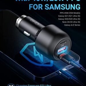 USB C Car Charger for Samsung Galaxy S22/S22 Ultra/S22+, EHO 95W PD3.0 PPS 45W 25W Super Fast Charging Dual USB C Car Charger QC3.0 30W Cigarette Lighter Adapter for Laptops, Tablets, iPhone, MacBook