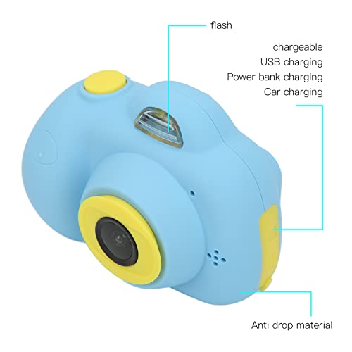 Shanrya 2 Inch HD Screen Children Camera, 610mAh Large Capacity Anti Fall 1080P HD Children Cartoon Digital Camera Convenient for Taking Photo for Video