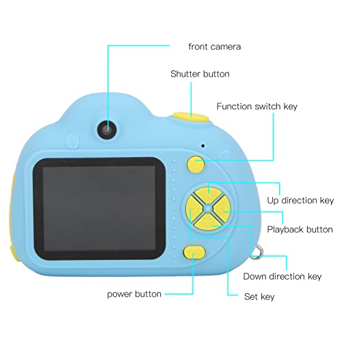 Shanrya 2 Inch HD Screen Children Camera, 610mAh Large Capacity Anti Fall 1080P HD Children Cartoon Digital Camera Convenient for Taking Photo for Video