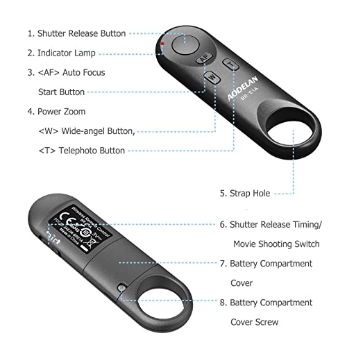 Wireless Camera Remote Shutter Release for Canon R3/ R7/ R10/ M50/ EOS M6 Mark II/R/RP /90D /6D Mark II /R5/ R6 /800D /850D /250D/Rebel SL2 /T7i /G5 X Mark II /G7 X Mark III, Replace Canon BR-E1