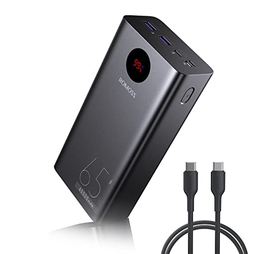 ROMOSS Laptop Power Bank, 40000mAh USB C PD Portable Laptop Charger, 65W Fast Charging High Capacity External Battery Pack for MacBook Pro/Dell XPS, Microsoft Surface, iPad Pro, iPhone 13, and More