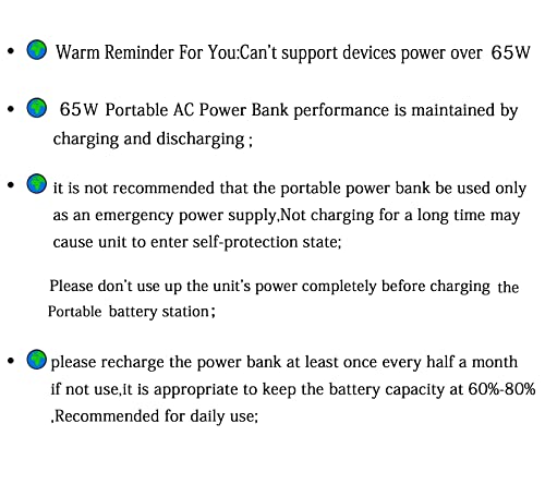 Portable Power Bank with AC Outlet, 65W/110V Portable Laptop Charger Battery Bank, 24000mAh/88.8Wh External Battery Power Pack,Backup Power Source for Outdoor Tent Camping RV Home Office Emergency