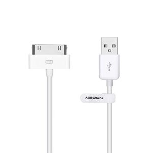 aibocn mfi certified 30 pin sync and charge dock cable for iphone 4 4s / ipad 1 2 3 / ipod nano/ipod touch – white