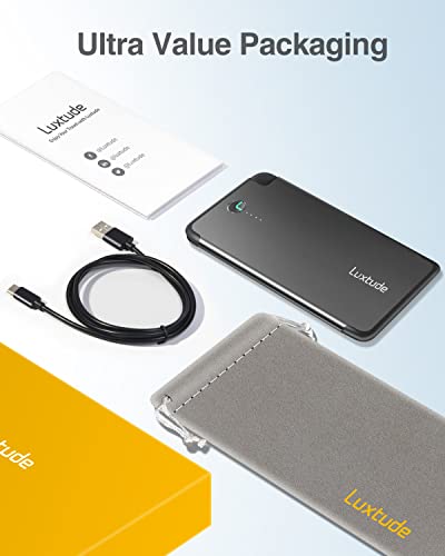 Luxtude 5000mAh Portable Charger iPhone Built in Lightning Cable (MFi Apple Certified), Ultra Slim External Battery Pack, Fast Charge Power Bank for iPhone 14/13/12/11 Pro/X/XR/XS Max/10/8/7/6S etc.