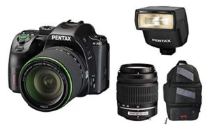 pentax k-70 weather-sealed dslr camera with 18-135mm lens (black) bundle with 50-200mm lens, af-200fg flash, and bag