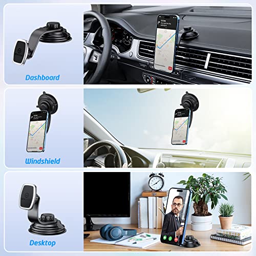 WixGear Universal Bendable Dashboard Magnetic Phone Car Mount, for Cell Phones and Mini Tablets with Strong Dashboard Lock (Newer 2023 Dashboard Model)