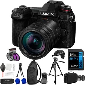 panasonic lumix g9 mirrorless camera, 20.3 megapixels plus 80 megapixel high-resolution mode with leica vario-elmarit 12-60mm f2.8-4.0 lens, 3″, black | dc-g9lk | extended 3 years panasonic warranty