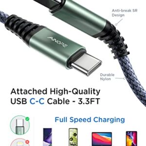 72W Fast Car Charger [PD36W & QC36W], AINOPE USB C Car Charger Fast Charging with 3.3ft Nylon Braided Type C Cable, Mini Cigarette Lighter USB Charger PD & QC3.0 for Samsung S23 S22, Piexl 7 Pro, iPad