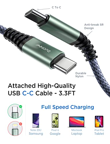 72W Fast Car Charger [PD36W & QC36W], AINOPE USB C Car Charger Fast Charging with 3.3ft Nylon Braided Type C Cable, Mini Cigarette Lighter USB Charger PD & QC3.0 for Samsung S23 S22, Piexl 7 Pro, iPad