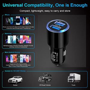 USB Car Charger, 2Pack 4.8A Fast Charging Dual Port USB Cigarette Lighter Adapter for iPhone 14 13 12 11 Pro Max SE XR X 8 7 6, iPad, Samsung Galaxy S22 S21 S20 S10 S9 S8 S7 A10E A51,Android,Kindle