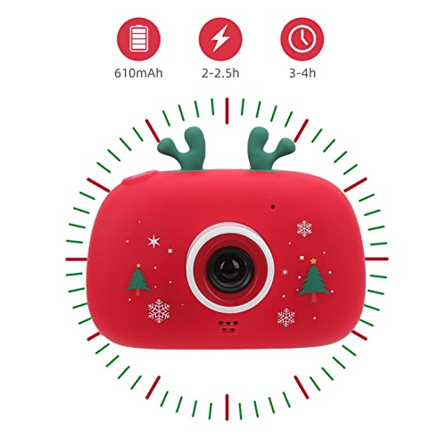 Shanrya Cute Kids Camera, Kid Camera 18 Million HD Small Portable Christmas Style for Indoor for Outdoor