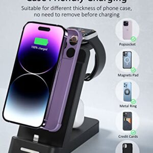 Charging Station for Multiple Devices Apple, 3 in 1 Fast Wireless Charger Dock Stand for iPhone 14 Pro Max/13/12/11/X/8 Plus, Apple Watch Series Ultra/8/7/6/SE/5/4/3/2 and Airpods with Adapter