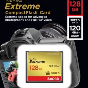 SanDisk Extreme 128GB CompactFlash Memory Card UDMA 7 Speed Up To 120MB/s- SDCFXS-128G-X46