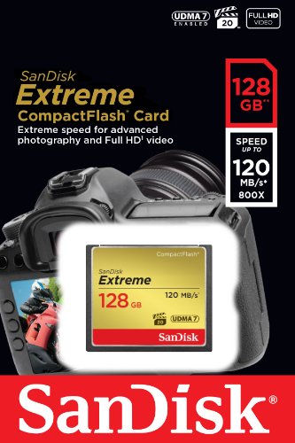 SanDisk Extreme 128GB CompactFlash Memory Card UDMA 7 Speed Up To 120MB/s- SDCFXS-128G-X46