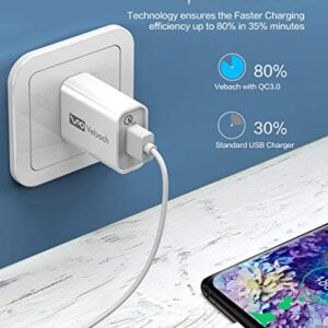 Vebach USB Wall Charger Single Port, UL Certified Quick Charge 3.0 18W AC Power Charging Adapter Plug Compatible with Galaxy S10/S9/S8/Note 8/7, LG G6/G4/V30, HTC 10, Nexus 9, iPhone, iPad and More