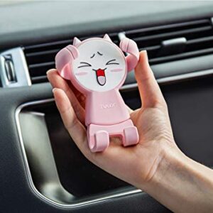 Cute Girly Cartoons Car Phone Holder Mount Air Vent Phone Holder for Car,Compatible Dashboard Windshield Car Phone Holder,Car Accessories for Women and Girls (Rose Pink)