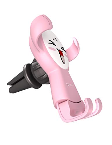 Cute Girly Cartoons Car Phone Holder Mount Air Vent Phone Holder for Car,Compatible Dashboard Windshield Car Phone Holder,Car Accessories for Women and Girls (Rose Pink)