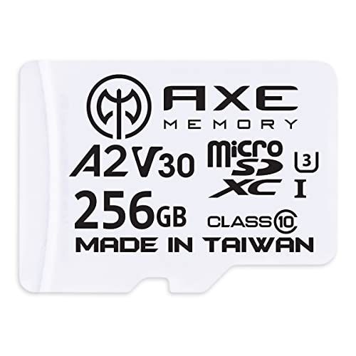 AXE MEMORY 256GB microSDXC Memory Card + SD Adapter with A2 App Performance, V30 UHS-I U3 4K