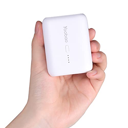 Yoobao Portable Charger Super Mini 10000mAh Power Bank 20W Power Delivery Fast Charging, 2 Output & 2 Input USB-C Cell Phone External Battery Pack for iPhone 14/13/12, Samsung, Tablet, etc (White)