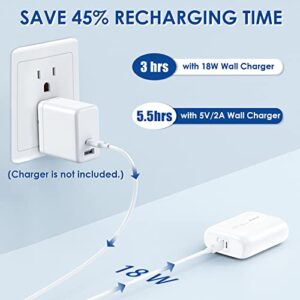 Yoobao Portable Charger Super Mini 10000mAh Power Bank 20W Power Delivery Fast Charging, 2 Output & 2 Input USB-C Cell Phone External Battery Pack for iPhone 14/13/12, Samsung, Tablet, etc (White)