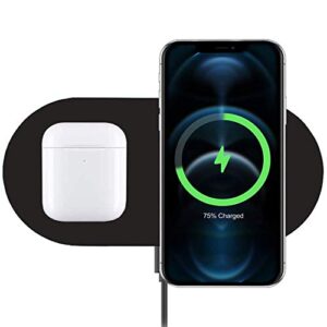 dual wireless charger, cosoos fast wireless charging pad compatible for iphone 13/13 pro/13 pro max/13 mini/12/11/xs/8 plus, galaxy s21/s20, note 10, airpods pro, galaxy buds+(no ac adapter)