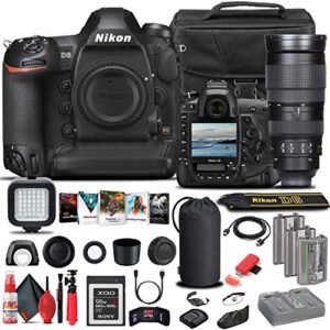 nikon d6 dslr camera (body only) (1624) + nikon 200-500mm lens + 120gb xqd card + 2 x en-el18c battery + case + corel photo software + led light + hdmi cable + more (international model) (renewed)