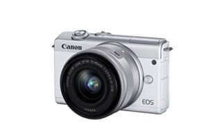 canon eos m200 compact mirrorless digital vlogging camera with ef-m 15-45mm lens, vertical 4k video support, 3.0-inch touch panel lcd, built-in wi-fi, and bluetooth technology, white