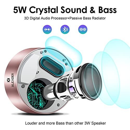 XLEADER [Smart Touch] Bluetooth Speaker SoundAngel A8 (3rd Gen) Premium Rose Gold Mini Speaker with Portable Waterproof Case Mic TF Card Aux, for iPhone iPad Shower Electronic Christmas Xmas Gifts