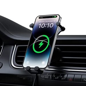 Wireless Car Charger, Baseus 15W Fast Charging Phone Mount for Car Vent, Car Phone Holder with Enlarged Charging Coil for iPhone 14 13 12 11 10 8 Pro Max Xs, Samsung Galaxy S&Note Series Google LG etc