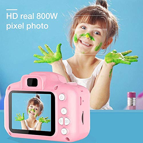 Alician Children Camera, Digital Kids Camera Selfie Camera, Mini SD Video Smart Shooting Digital Camera with 8GB Memory Card for Girls Boys Pink