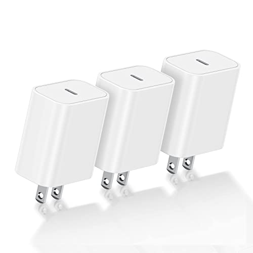 iPhone Fast Charger Block, 3Pack 20W USB C Wall Charging Plug, Type C Apple Charging Power Adapter Cube Brick for iPhone 14/14 Max/13 Pro/13 Pro Max/12 Mini/11 Pro/11/iPad/Samsung Galaxy S22/21/20/S10