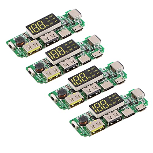 MakerFocus 4pcs 186 50 Charging Board Dual USB 5V 2.4A Mobile Power Bank Module 186 50 Lithium Battery Charger Board with Overcharge Overdischarge Short Circuit Protection DIY USB Power Bank Board