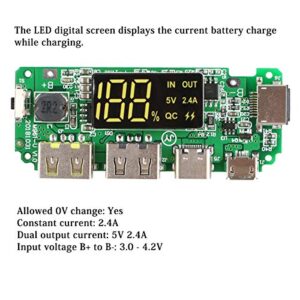 MakerFocus 4pcs 186 50 Charging Board Dual USB 5V 2.4A Mobile Power Bank Module 186 50 Lithium Battery Charger Board with Overcharge Overdischarge Short Circuit Protection DIY USB Power Bank Board