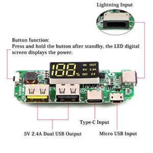 MakerFocus 4pcs 186 50 Charging Board Dual USB 5V 2.4A Mobile Power Bank Module 186 50 Lithium Battery Charger Board with Overcharge Overdischarge Short Circuit Protection DIY USB Power Bank Board