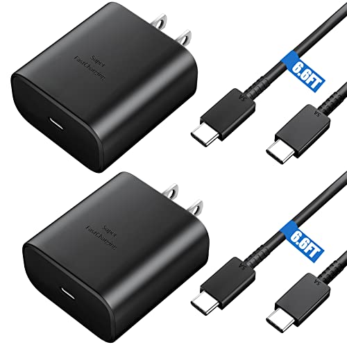 45W USB-C Samsung Charger Super Fast Charging Type C Wall Charger Block for Samsung Galaxy S23 Ultra/S23/S23+/S22/S22 Ultra/S22+/Note 20,PPS Android Phone Charger Block with 6.6FT Cable,2 Pack