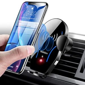 wireless car charger mount, mikikin auto-clamping qi 10w 7.5w fast charging car phone holder air vent compatible with iphone 14 13 12 pro max mini 11 xr xs x, samsung galaxy s23 s22 s21+ s10+ note 20